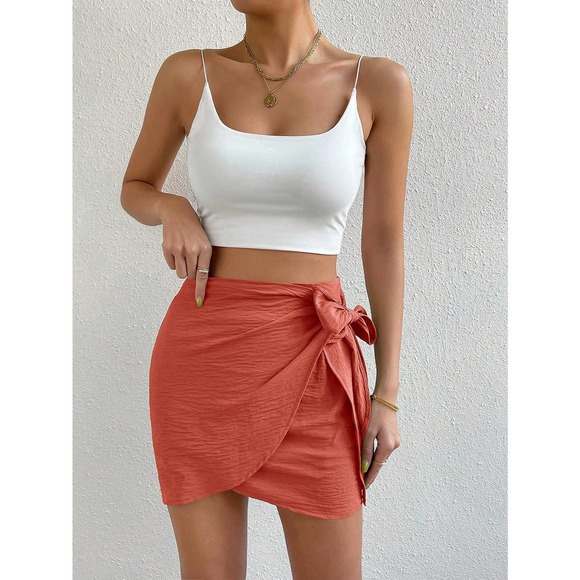 WILA | Skirts | Solid Knot Side Wrap Mini Skirt | Poshmark